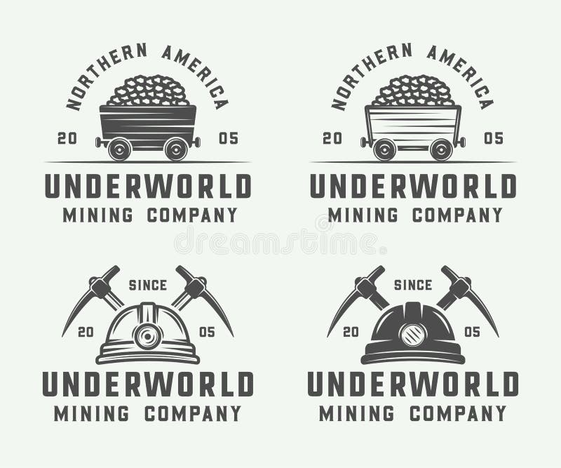 Set of Retro Mining or Construction Logo Badges and Labels Stock Vector ...