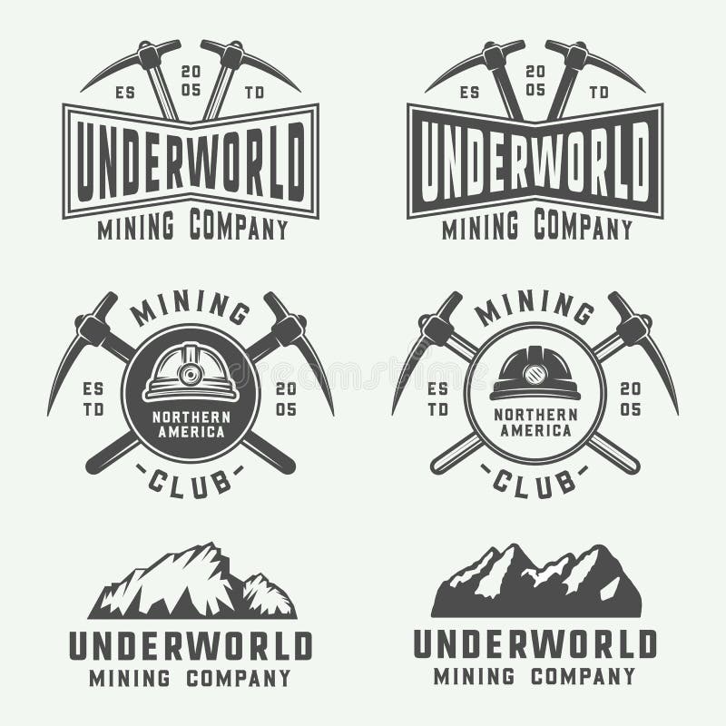 Set of Retro Mining or Construction Logo Badges and Labels Stock Vector ...