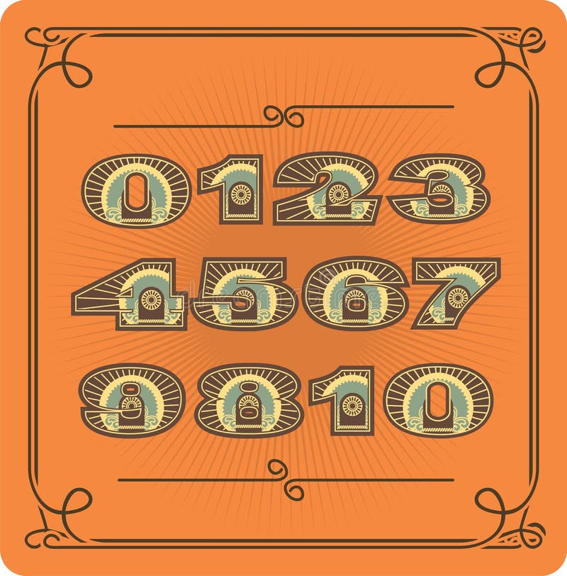 Set of Retro Numbers stock vector. Illustration of character - 47918342