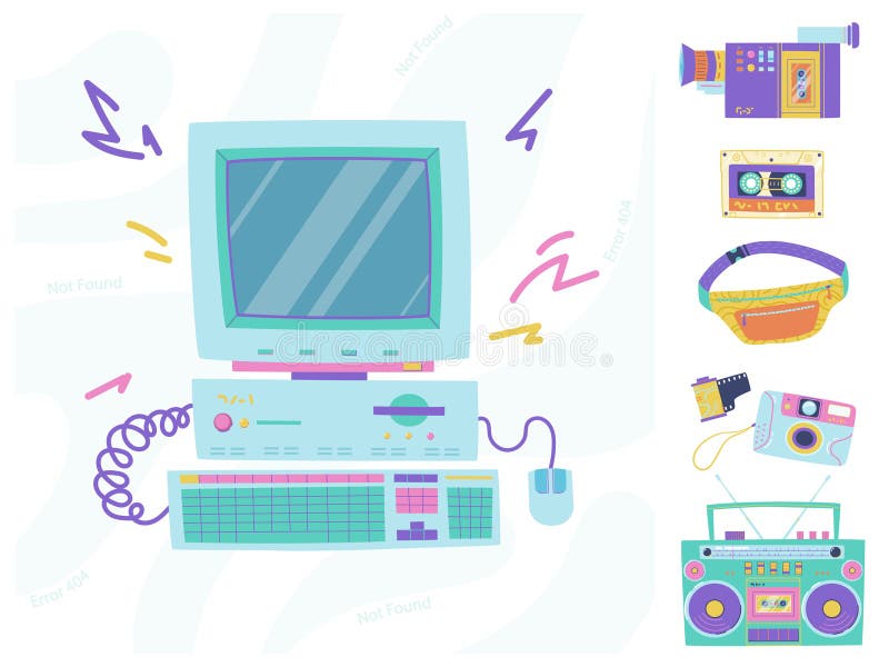 Set of Retro Objects from the 1980s, 1990s Stock Vector - Illustration ...