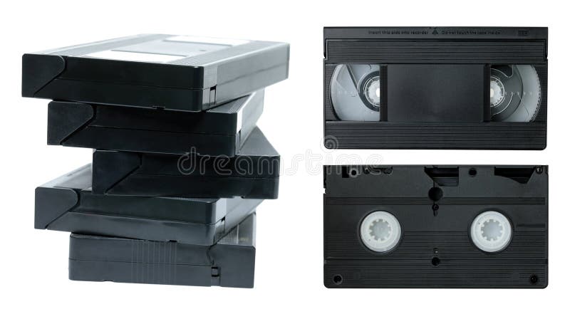 Set of Retro Old Analog Video Cassettes, Isolated on Transparent ...