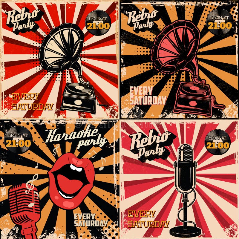 Retro Party Vintage Poster Template. Design Element for Flyer Stock ...