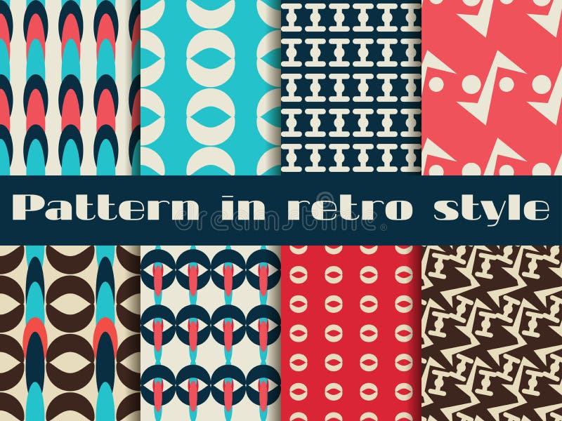 Set of Retro Patterns. 8 Patterns Stock Vector - Illustration of border ...