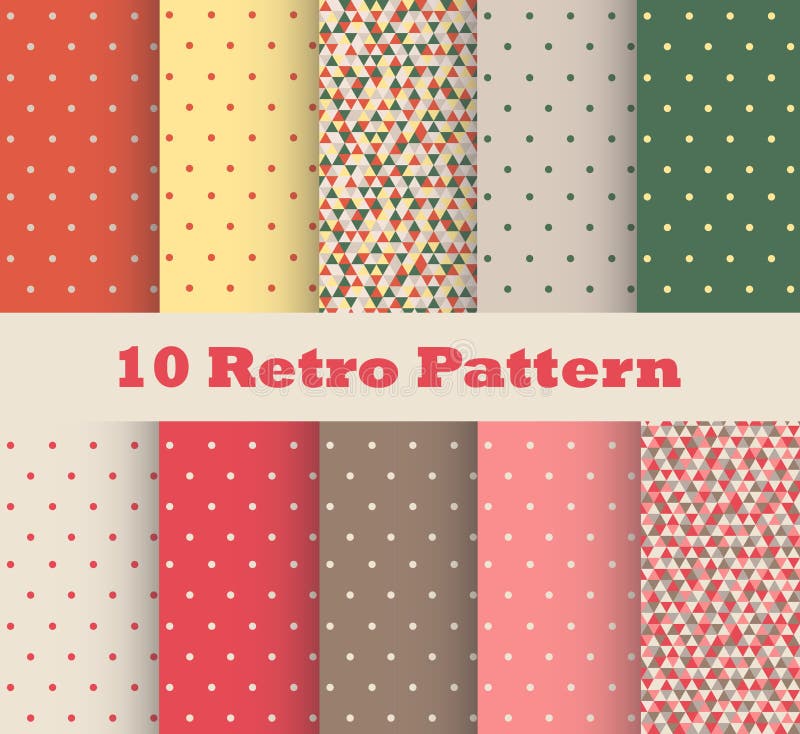Set of Retro Patterns with Polka Dots Stock Illustration - Illustration ...
