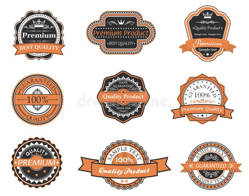 Set of Retro Premium Labels Stock Vector - Illustration of decorative ...