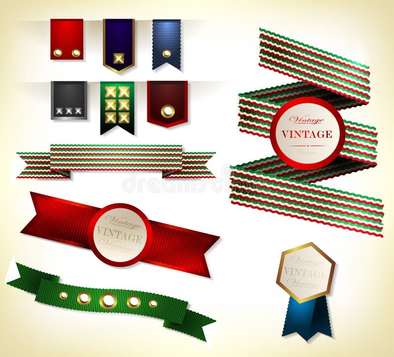 Set of retro ribbon stock illustration. Illustration of quality - 36015992
