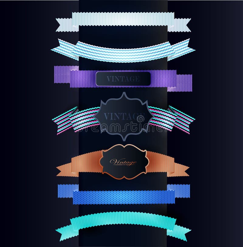 Set of retro ribbon stock illustration. Illustration of luxury - 36339328