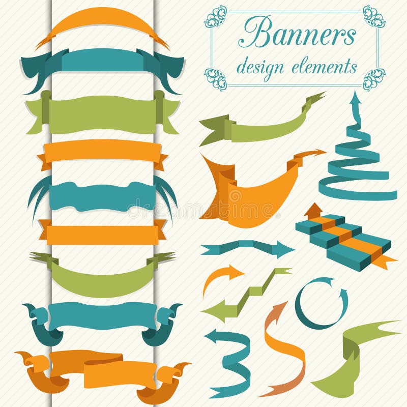 Set of Retro Ribbons and Arrows, Banner Stock Vector - Illustration of ...