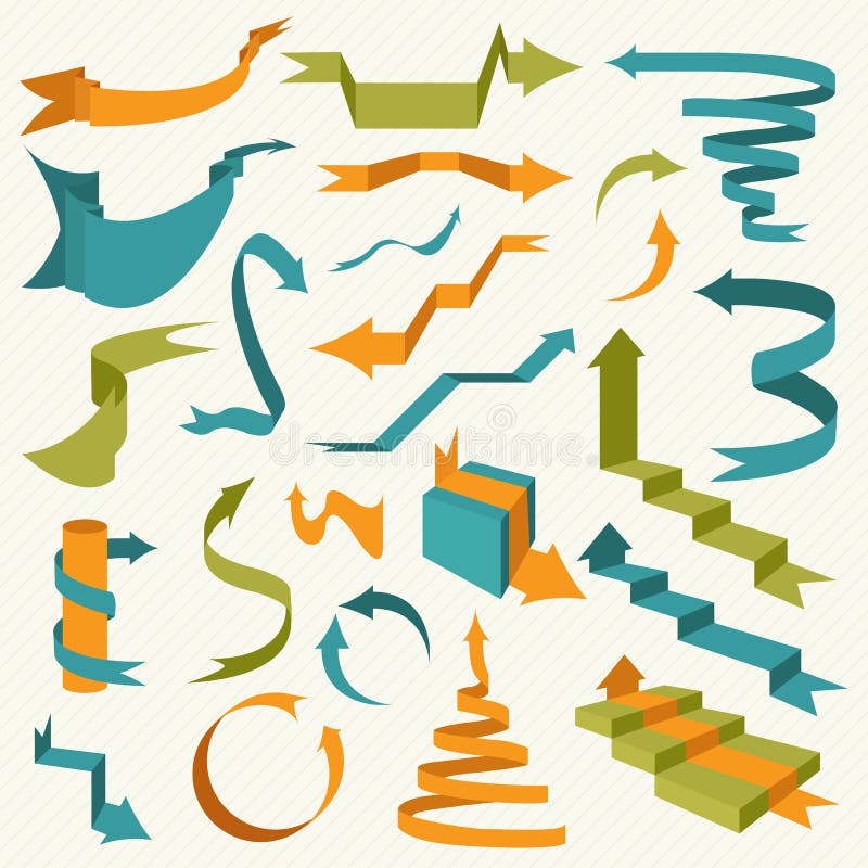 Set of Retro Ribbons and Arrows, Banner Stock Vector - Illustration of ...