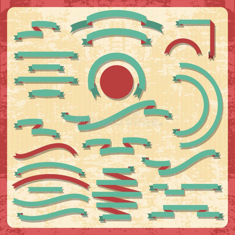 Set of Retro Ribbons and Design Elements. Stock Vector - Illustration ...