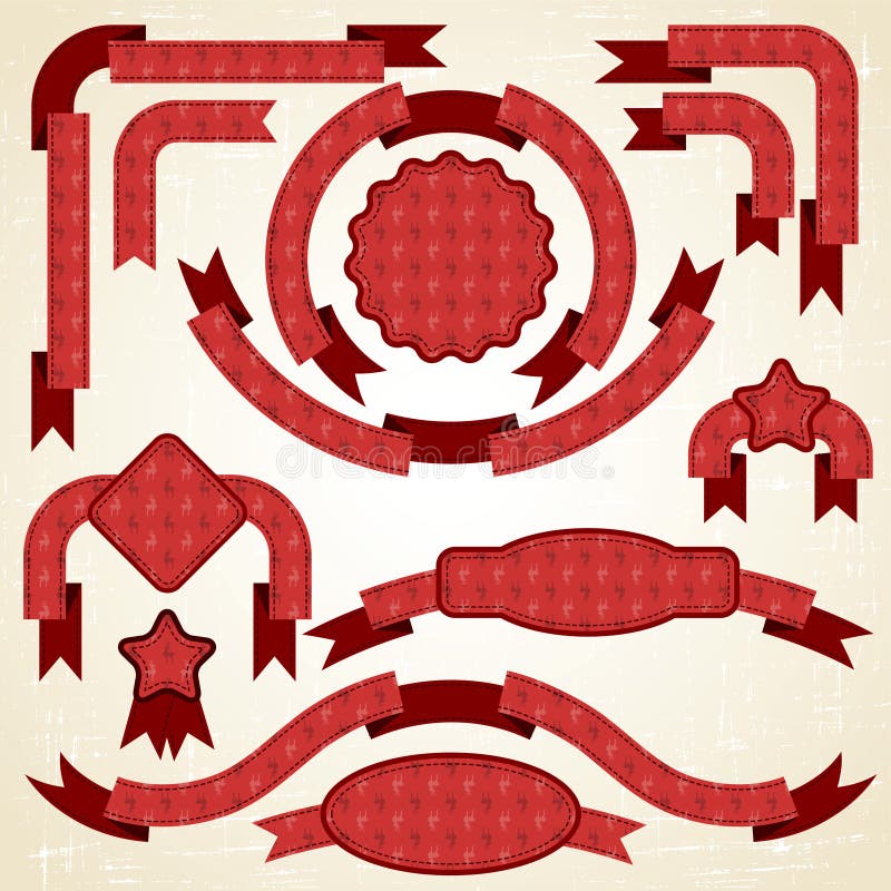 Set of Retro Ribbons and Labels. Christmas Stock Vector - Illustration ...