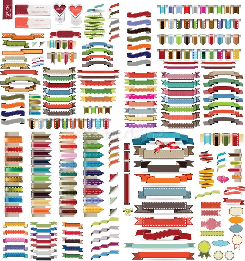 Set of Retro Ribbons and Labels Stock Illustration - Illustration of ...