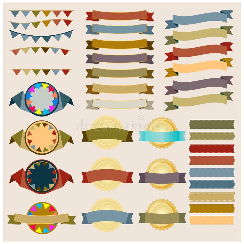 Set of Retro Ribbons and Labels Vector Stock Vector - Illustration of vintage, ribbons: 66927624