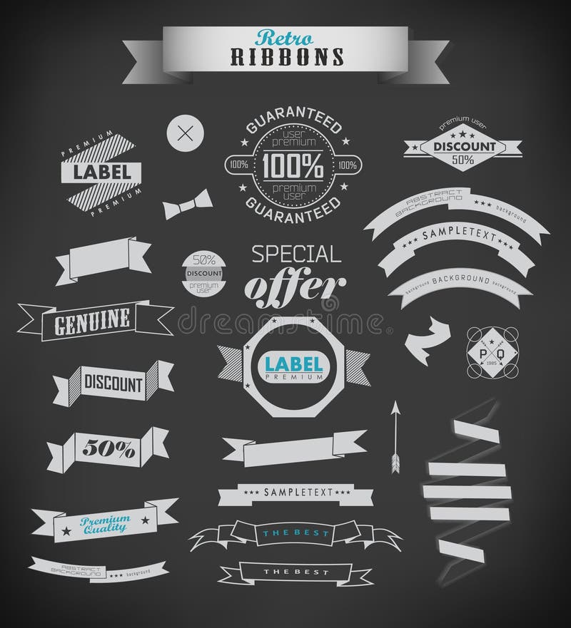 Set of Retro Ribbons and Labels. Stock Vector - Illustration of border ...