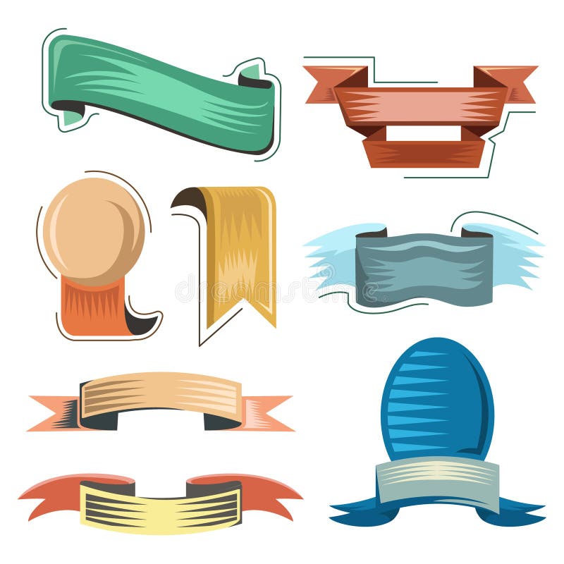 Set of Retro Ribbons Vector Art Design Stock Vector - Illustration of ...