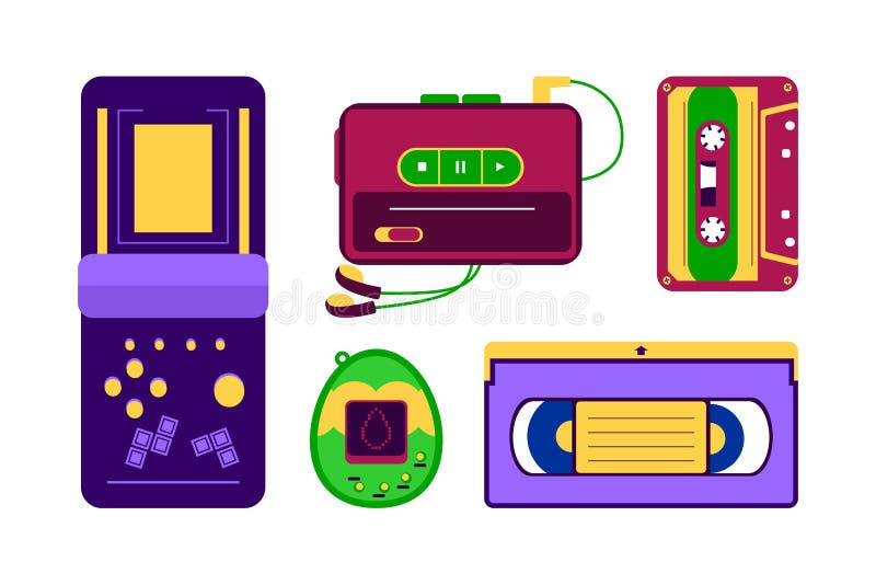 A Set of Retro 80s-90s Electronic Devices for a Stylish Retro Party ...