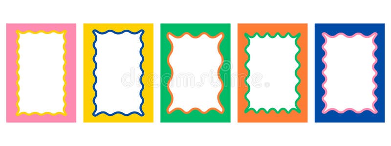 Set of Retro Scallop Frames. Trendy Squiggle Borders Stock Illustration ...