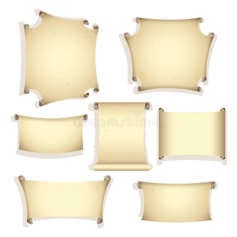 Set of the retro scrolls. stock vector. Illustration of paper - 69139570