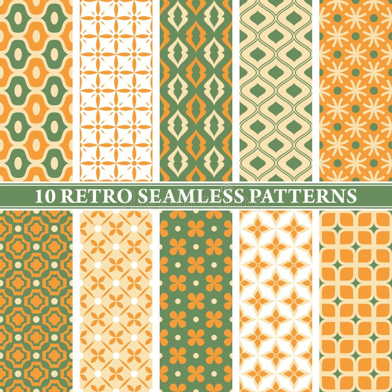 Set of 10 Retro Seamless Patterns Stock Vector - Illustration of ...