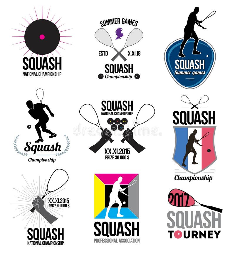 Set of Retro Squash Logos, Emblems and Design Elements. Stock Vector ...