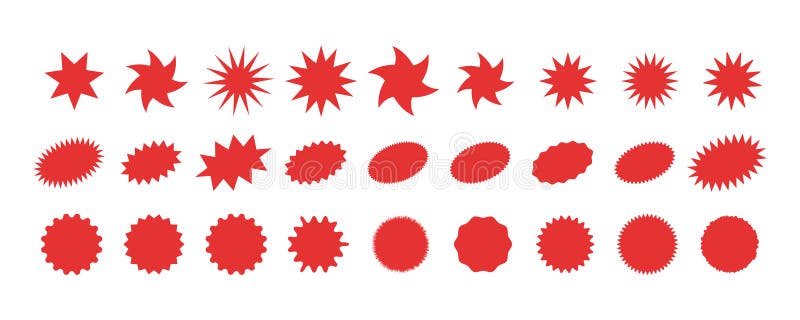 Set of Retro Starburst Stickers. Design Elements for Promo Advertising ...