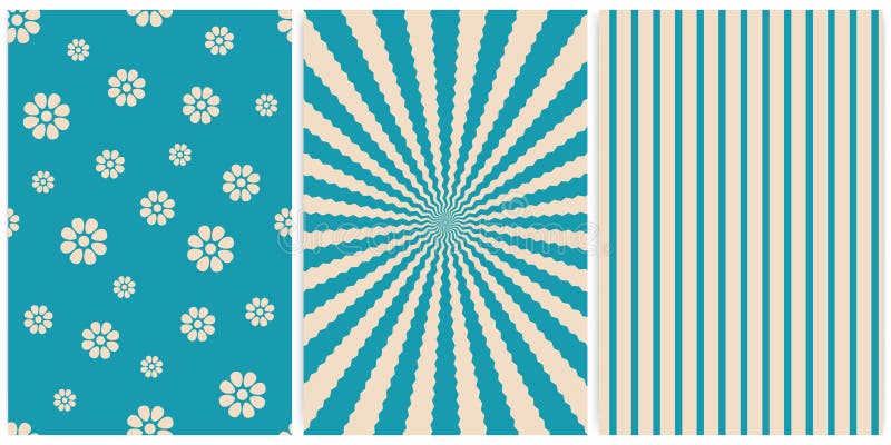 Set of Retro Style Seamless Pattern Backgrounds with Scattered Daisy ...