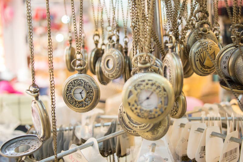 Set of Pocket Watches Hanging Stock Image - Image of watch, clock ...