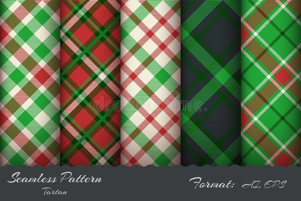 Set Retro Tartan Seamless Pattern Stock Vector - Illustration of ...