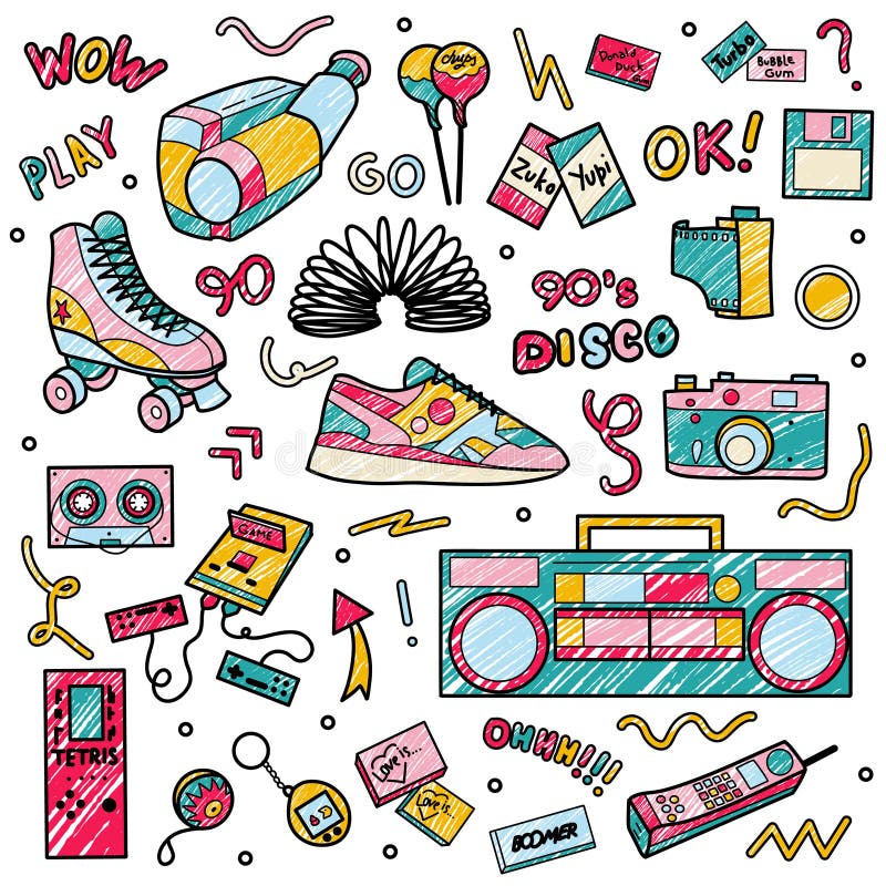 Set of Retro Things from the 90s Stock Vector - Illustration of modern ...