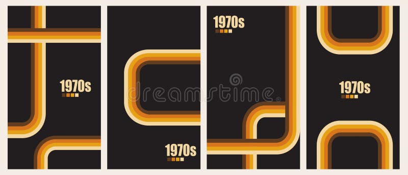 Set of Retro Vertical Posters.Abstract Backgrounds in Trendy 1970s ...