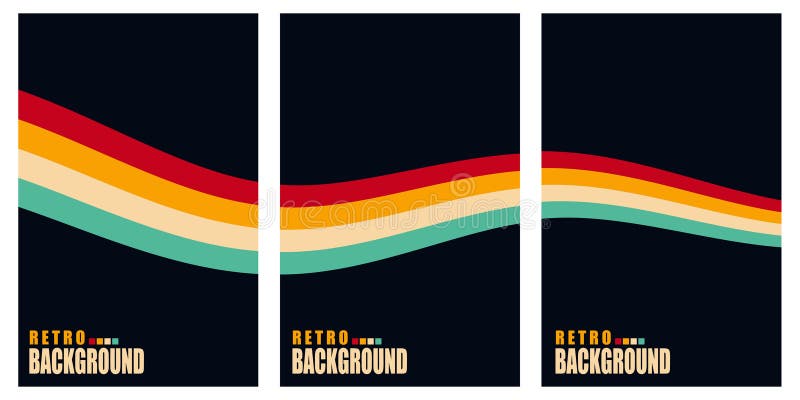 Set of Retro Vertical Posters.Abstract Backgrounds in Trendy 1970s ...