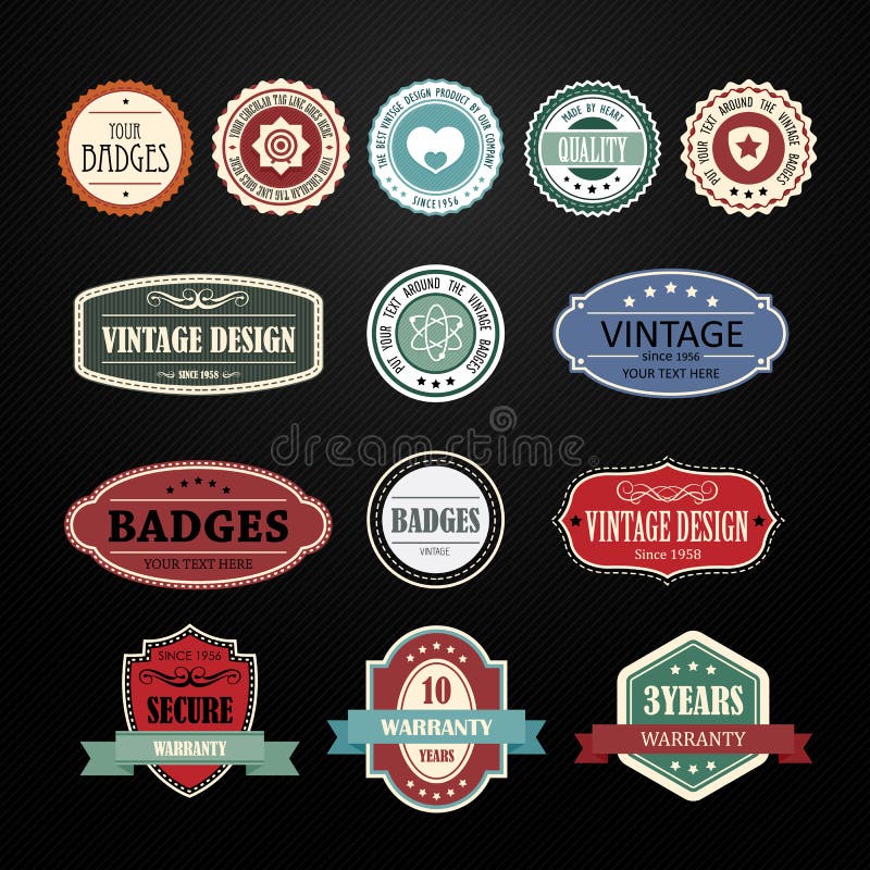 Set of Retro Vintage Badges and Labels Stock Vector - Illustration of ...