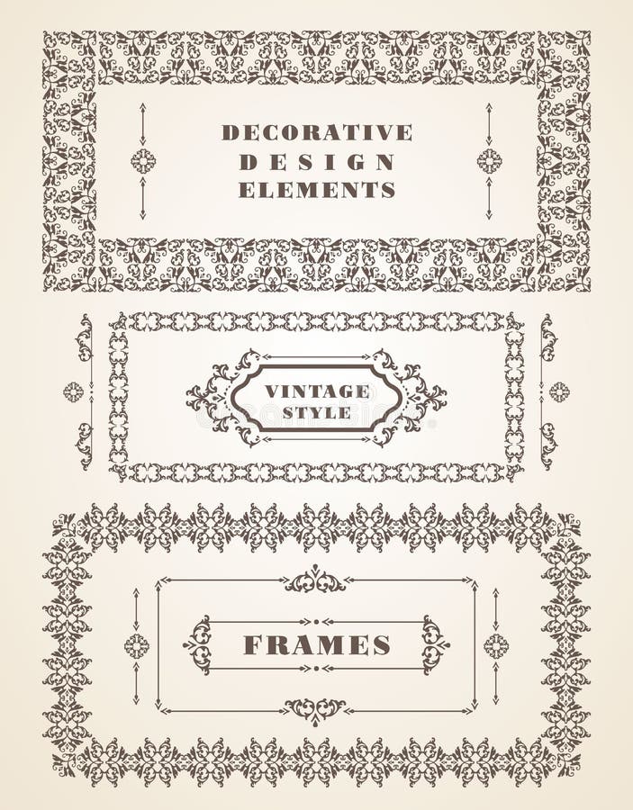 Set of Retro Vintage Frames and Borders. Stock Vector - Illustration of ...