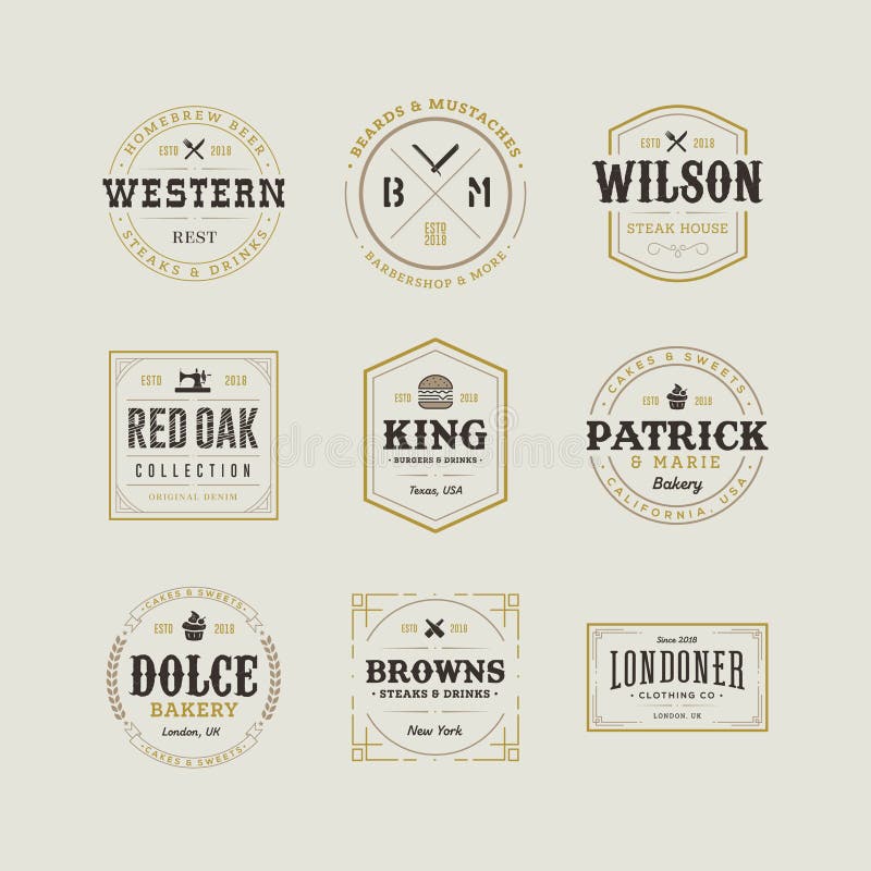 Set of Retro Vintage Hipster Logo Sign Emblem Design Stock Vector ... Set of Retro Vintage Hipster Logo Sign Emblem Design Stock Vector ...