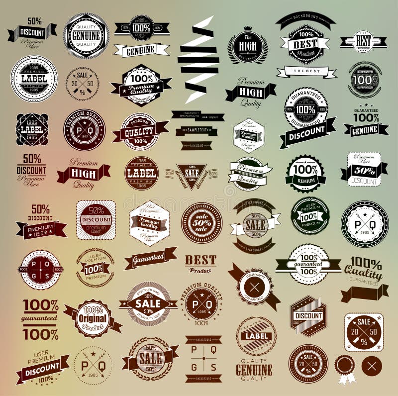 Set Retro Vintage Ribbons and Label Stock Vector - Illustration of ...