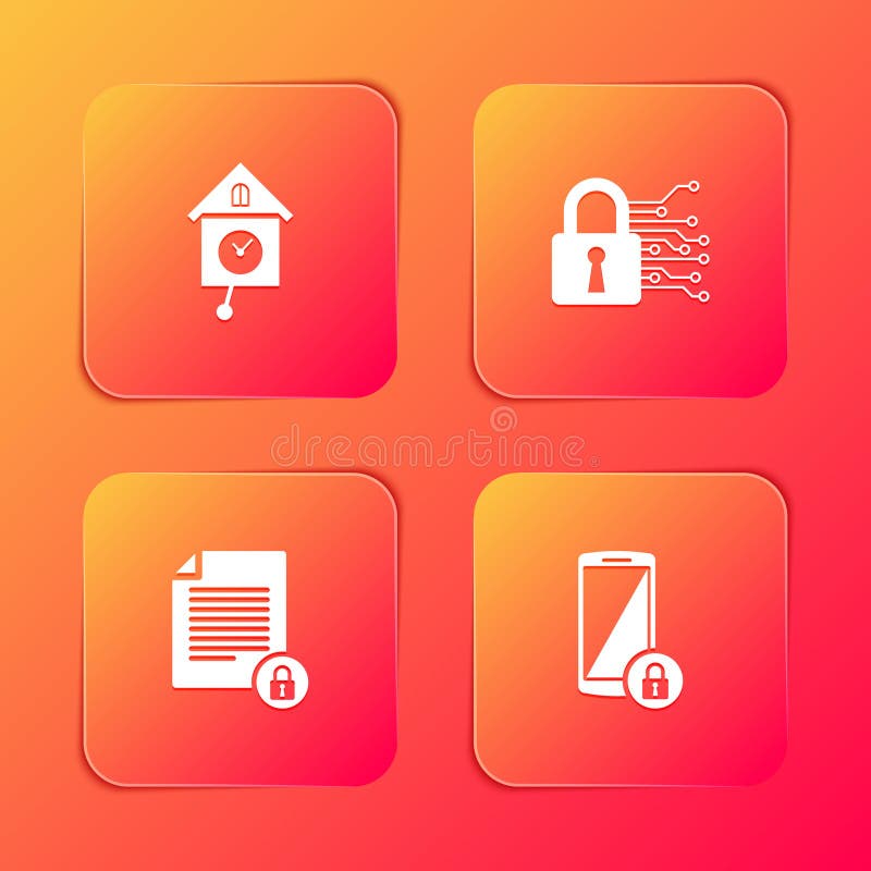 Set Retro Wall Watch, Cyber Security, Document and Lock and Smartphone ... Set Retro Wall Watch, Cyber Security, Document and Lock and Smartphone ...