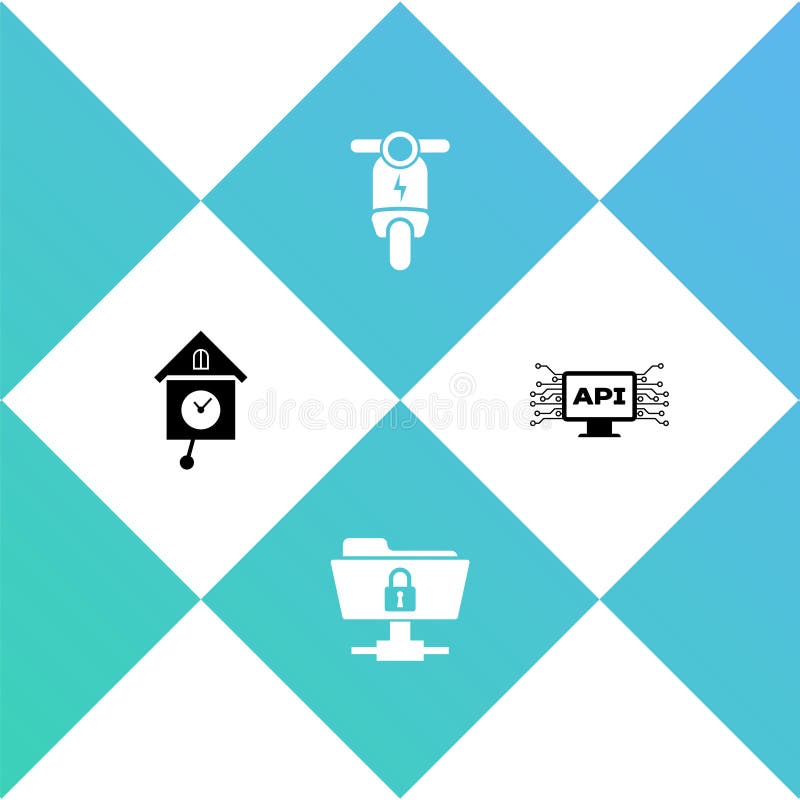 Set FTP Folder And Lock, Lock, Electric Scooter And Folder Icon. Vector ... Set FTP Folder And Lock, Lock, Electric Scooter And Folder Icon. Vector ...