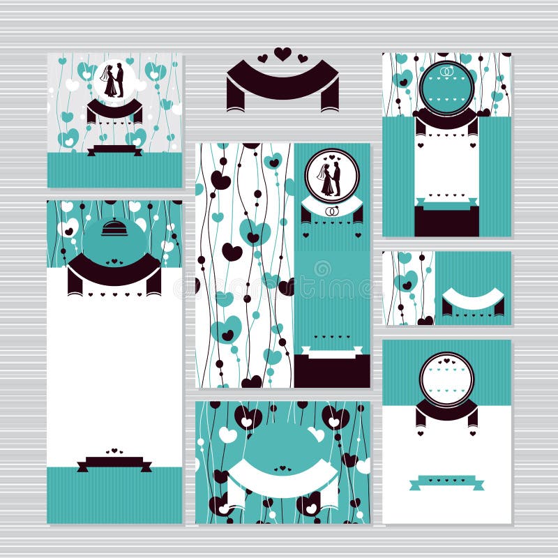 Set of retro wedding cards stock vector. Illustration of card - 46793629
