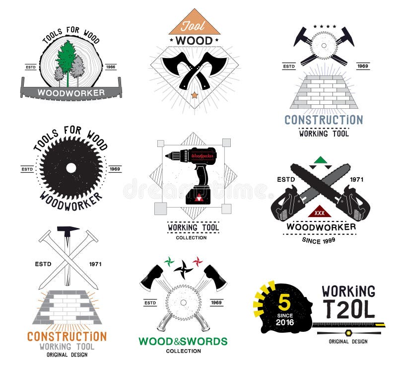 Set of Retro Working Tools Construction and Carpentry. Stock Vector ...