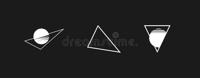 Set of Retrowave Design Elements, Triangles. Triangles with the Striped ...