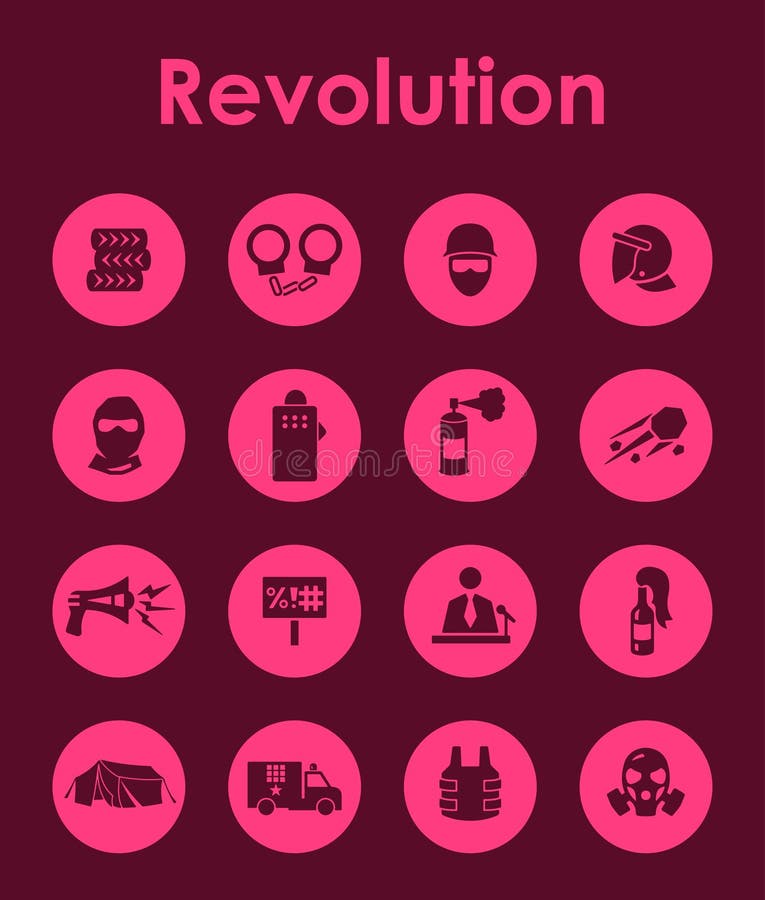 Set of Revolution Simple Icons Stock Vector - Illustration of fight ...
