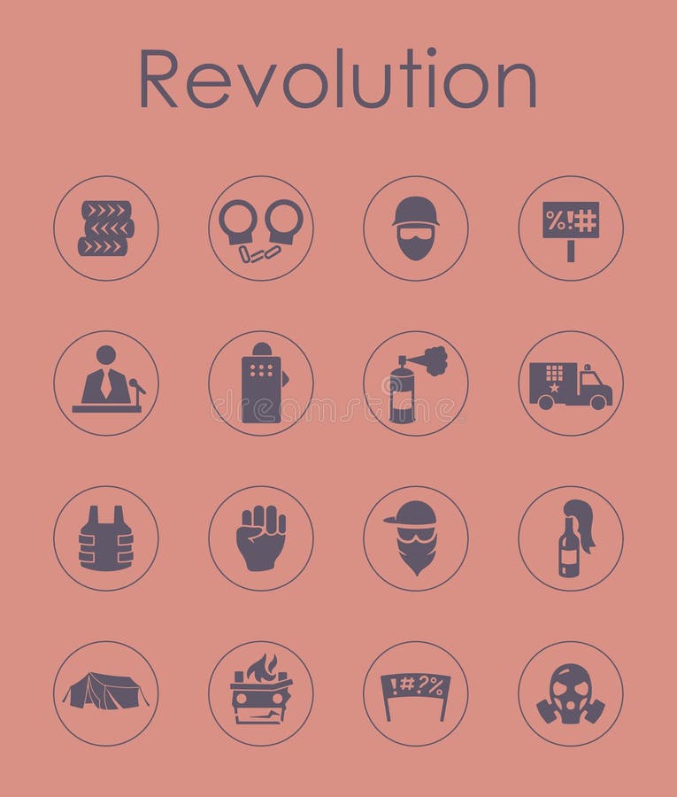 Set of Revolution Simple Icons Stock Vector - Illustration of fight ...