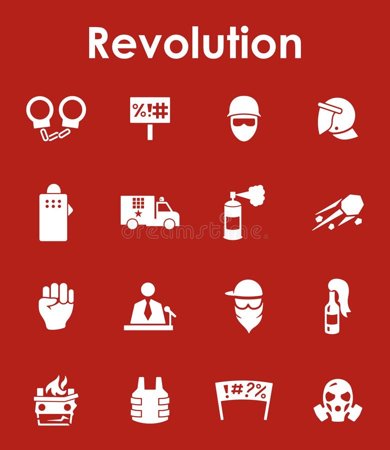 Set of Revolution Simple Icons Stock Vector - Illustration of fight ...