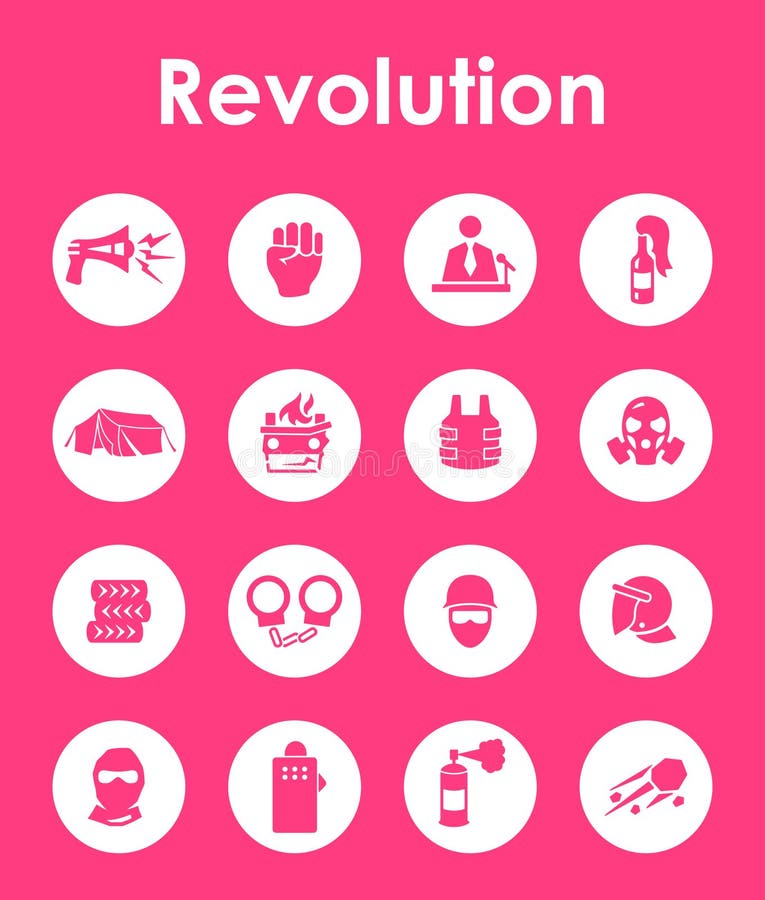 Set of Revolution Simple Icons Stock Vector - Illustration of fight ...