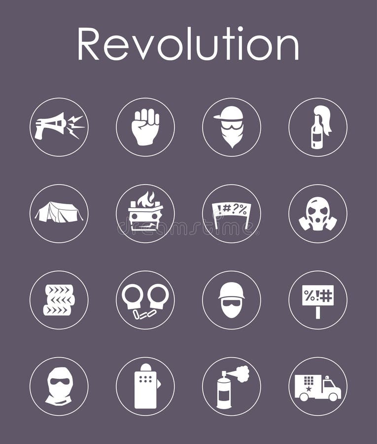 Set of Revolution Simple Icons Stock Vector - Illustration of fight ...
