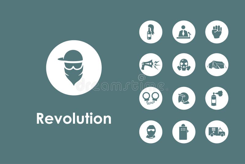 Set of Revolution Simple Icons Stock Vector - Illustration of freedom ...