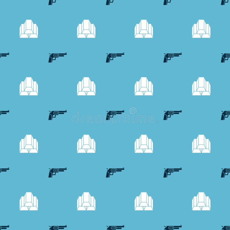 Set Revolver Gun and Gold Bars on Seamless Pattern. Vector Stock Vector ...