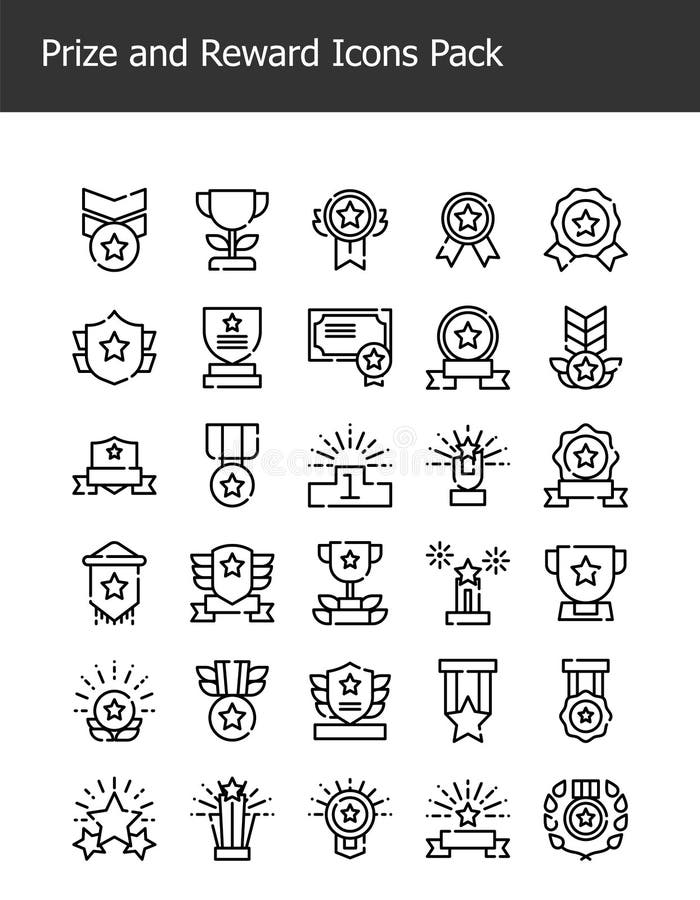 Prize Reward Flat Icon Pack Stock Vector - Illustration of award, medal ...