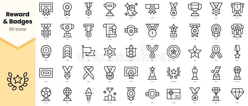 Set of Reward and Badges Icons. Simple Line Art Style Icons Pack Stock ...