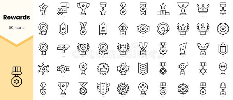 Set of Rewards Icons. Simple Line Art Style Icons Pack Stock Vector ...